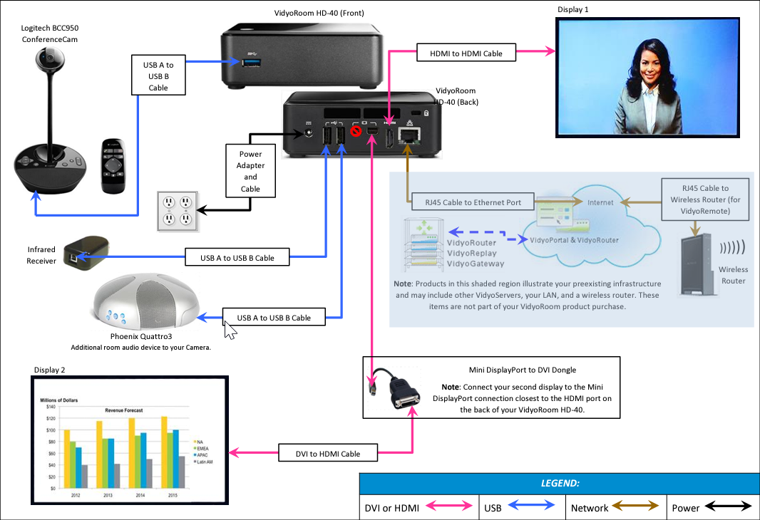 Install the VidyoRoom HD-40
